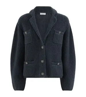 Brunello Cucinelli Cashmere Rib-knit Cardigan - Blue
