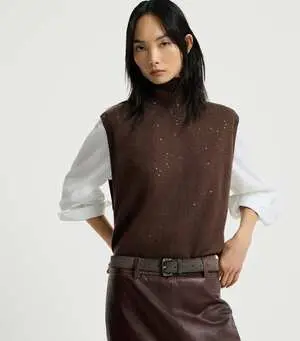 Brunello Cucinelli Cashmere-silk Embellished Sweater Vest