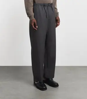 LE17SEPTEMBRE Wool-blend Drawstring Trousers - Grey