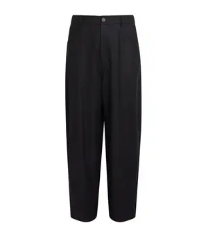 LE17SEPTEMBRE Wool Barrel-leg Trousers - Black