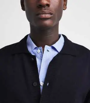 LE17SEPTEMBRE Wool-alpaca Collar Cardigan - Navy