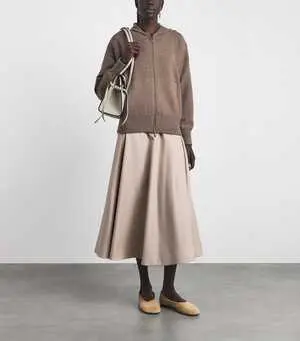 Agnona Satin-trim A-line Midi Skirt