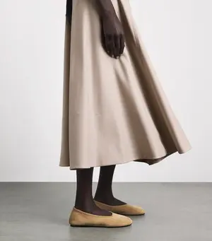 Agnona Satin-trim A-line Midi Skirt
