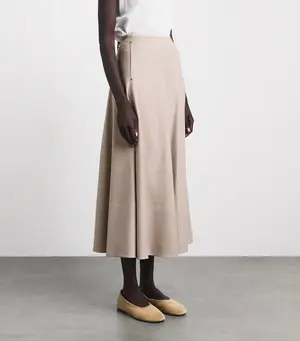 Agnona Satin-trim A-line Midi Skirt