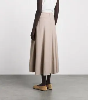 Agnona Satin-trim A-line Midi Skirt