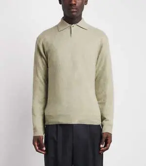 LE17SEPTEMBRE Wool-cashmere Brushed Polo Sweater - Green
