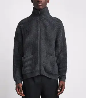 LE17SEPTEMBRE Merino Wool-blend Ribbed High-neck Cardigan