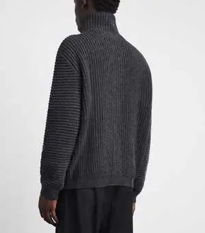 LE17SEPTEMBRE Merino Wool-blend Ribbed High-neck Cardigan