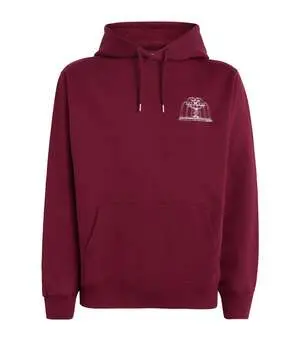 Drole De Monsieur Cotton Hoodie With Fountain Print - Burgundy