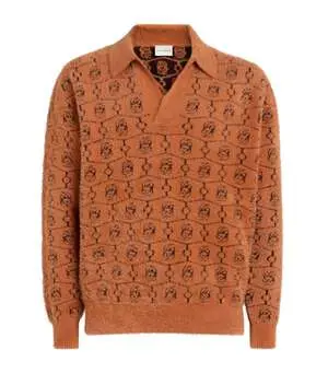 Drole De Monsieur Monogram Jacquard Polo Sweater