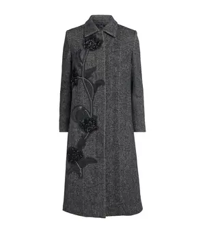 Huishan Zhang Floral Appliqué Giana Coat