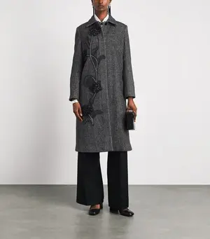 Huishan Zhang Floral Appliqué Giana Coat