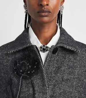 Huishan Zhang Floral Appliqué Giana Coat