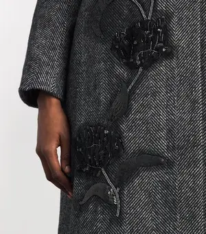 Huishan Zhang Floral Appliqué Giana Coat