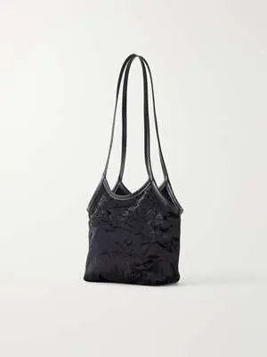 VALESQUE Cami Small Leather-trimmed Velvet Shoulder Bag