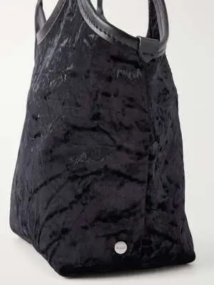 VALESQUE Cami Small Leather-trimmed Velvet Shoulder Bag