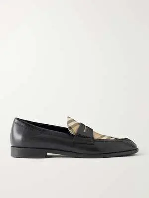 Burberry Opal Check-trimmed Leather Penny Loafer