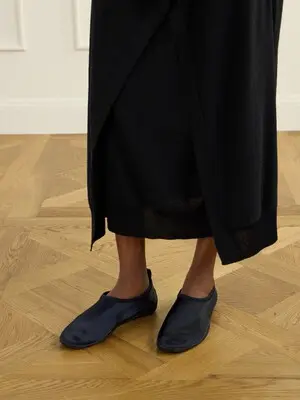JIL SANDER Elbe Rubber-trimmed Satin Flats - Blue