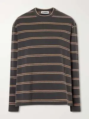 JIL SANDER Striped Cotton Shirt - Brown