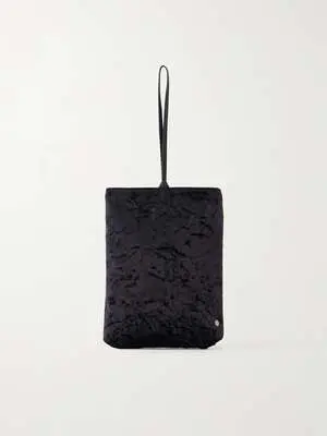 VALESQUE Bundle Leather-trimmed Velvet Clutch - Black