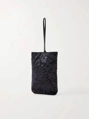 VALESQUE Bundle Leather-trimmed Velvet Clutch