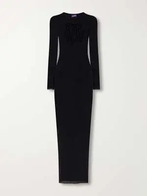 JEAN PAUL GAULTIER Logo Embellished Mesh Maxi Dress