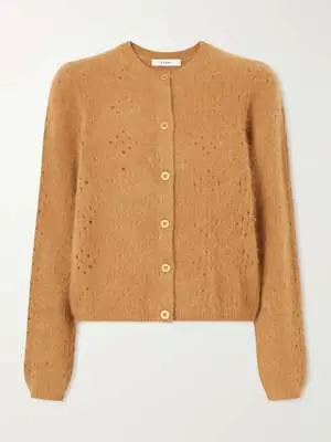 FRAME The Cashmere Airy Teddy Cardigen Wool And Cashmere-blend Cardigan - Camel