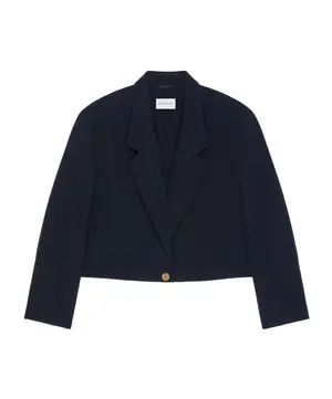 Givenchy Cropped Coat In Double Face Wool And Cashmere - Deep Navy Blue