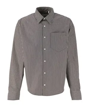 AMI Paris Poplin Striped Button-up Shirt - Gray