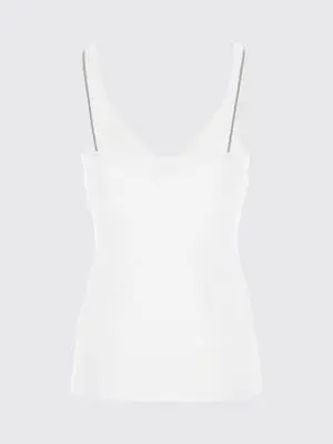 Brunello Cucinelli Slim Fit Stretch Cotton Camisole Top With Monili Detail
