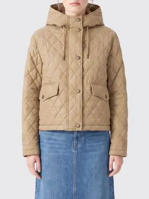 Burberry Quilted Nylon Hooded Short Puffer Jacket With Patch Pockets