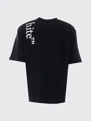 Off-White Contrast Logo Cotton T-shirt With Dropped Shoulders - Black 1