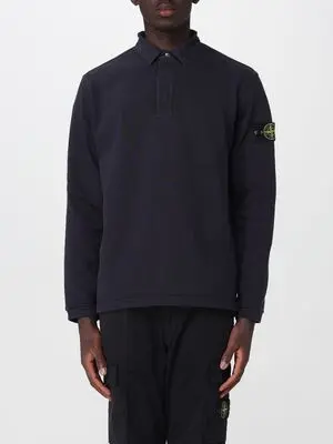 Stone Island Long-sleeved Cotton Jersey Polo Shirt With Compass Logo