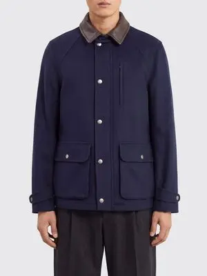 Brunello Cucinelli Single-breasted Short Virgin Wool Coat With Leather Collar