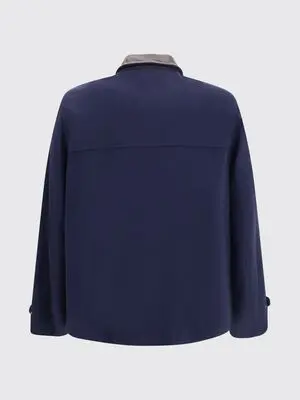 Brunello Cucinelli Single-breasted Short Virgin Wool Coat With Leather Collar