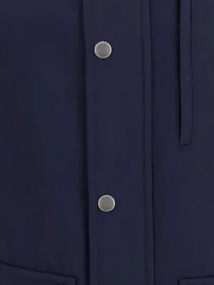 Brunello Cucinelli Single-breasted Short Virgin Wool Coat With Leather Collar