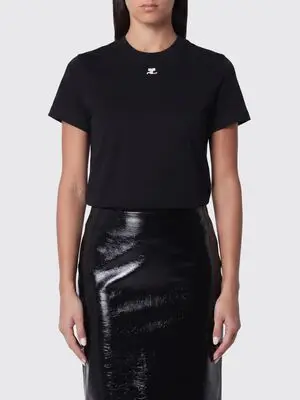 COURREGES Cotton Crewneck T-shirt With Contrasting Logo