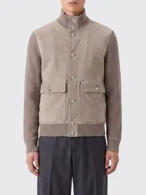 Brunello Cucinelli Suede Calfskin Bomber Jacket With Knit Details