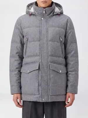 Brunello Cucinelli Padded Wool Parka With Detachable Hood - Grey