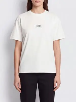 MAISON MARGIELA Crewneck Cotton T-shirt With Numeric Logo Print - Beige