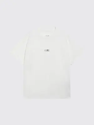 MAISON MARGIELA Crewneck Cotton T-shirt With Numeric Logo Print - Beige