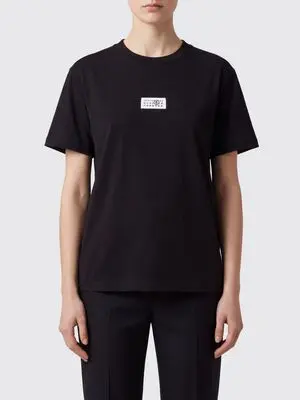 MAISON MARGIELA Crewneck Cotton T-shirt With Numeric Logo Print - Black
