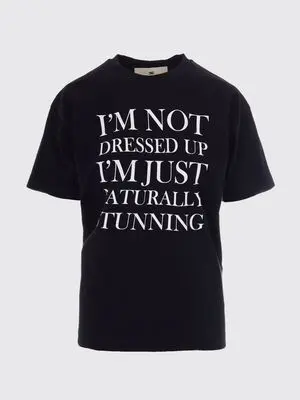 Elisabetta Franchi Cotton T-shirt With Slogan Print And Back Logo - Black