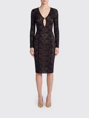 Elisabetta Franchi Lace Midi Sheath Dress With Cut-out Details