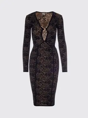 Elisabetta Franchi Lace Midi Sheath Dress With Cut-out Details