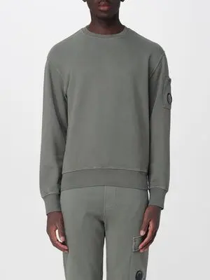 C.P. COMPANY Crewneck Cotton Sweatshirt With Sleeve Logo Patch