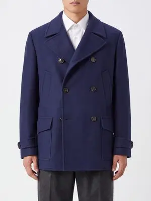 Brunello Cucinelli Double-breasted Caban Coat In Pure Merino Wool With Lapels