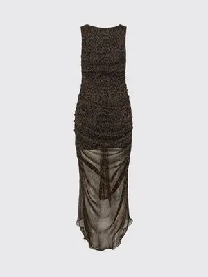 ROTATE BY BIRGER CHRISTENSEN Animalier Print Ruched Off-the-shoulder Midi Sheath Dress