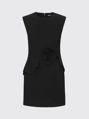 ROTATE BY BIRGER CHRISTENSEN Sleeveless Crêpe Sheath Mini Dress With Flower Appliqué And Ruffles