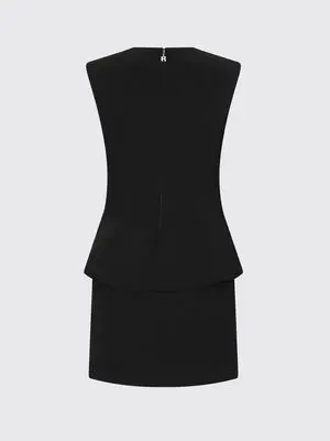ROTATE BY BIRGER CHRISTENSEN Sleeveless Crêpe Sheath Mini Dress With Flower Appliqué And Ruffles